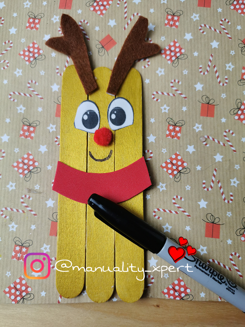 Manualidad Reno divertido con palitos de helado + Plantilla descargable